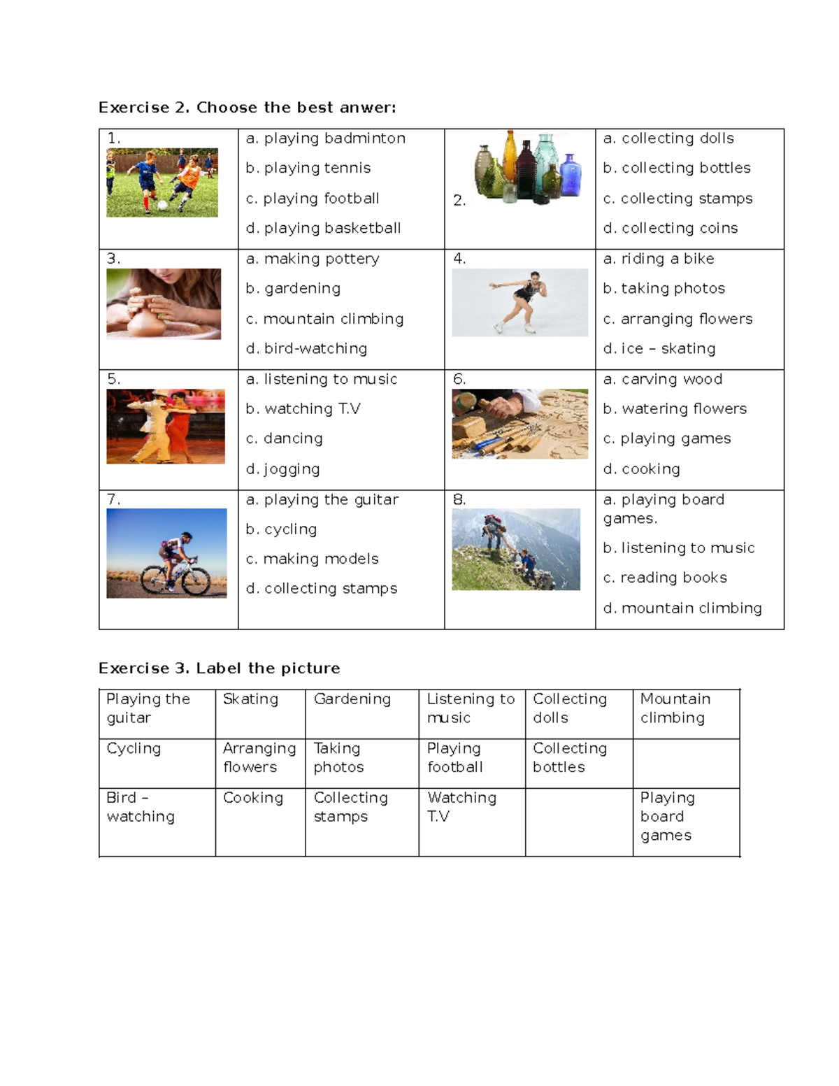 BÀI TẬP UNIT 1 - HobbY Exercises and Practice - Studocu