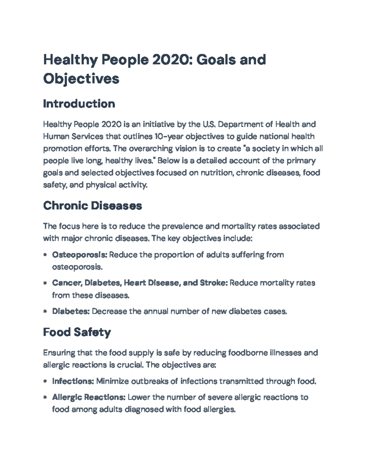 Healthy People 2020: Goals and Objectives for National Health ...
