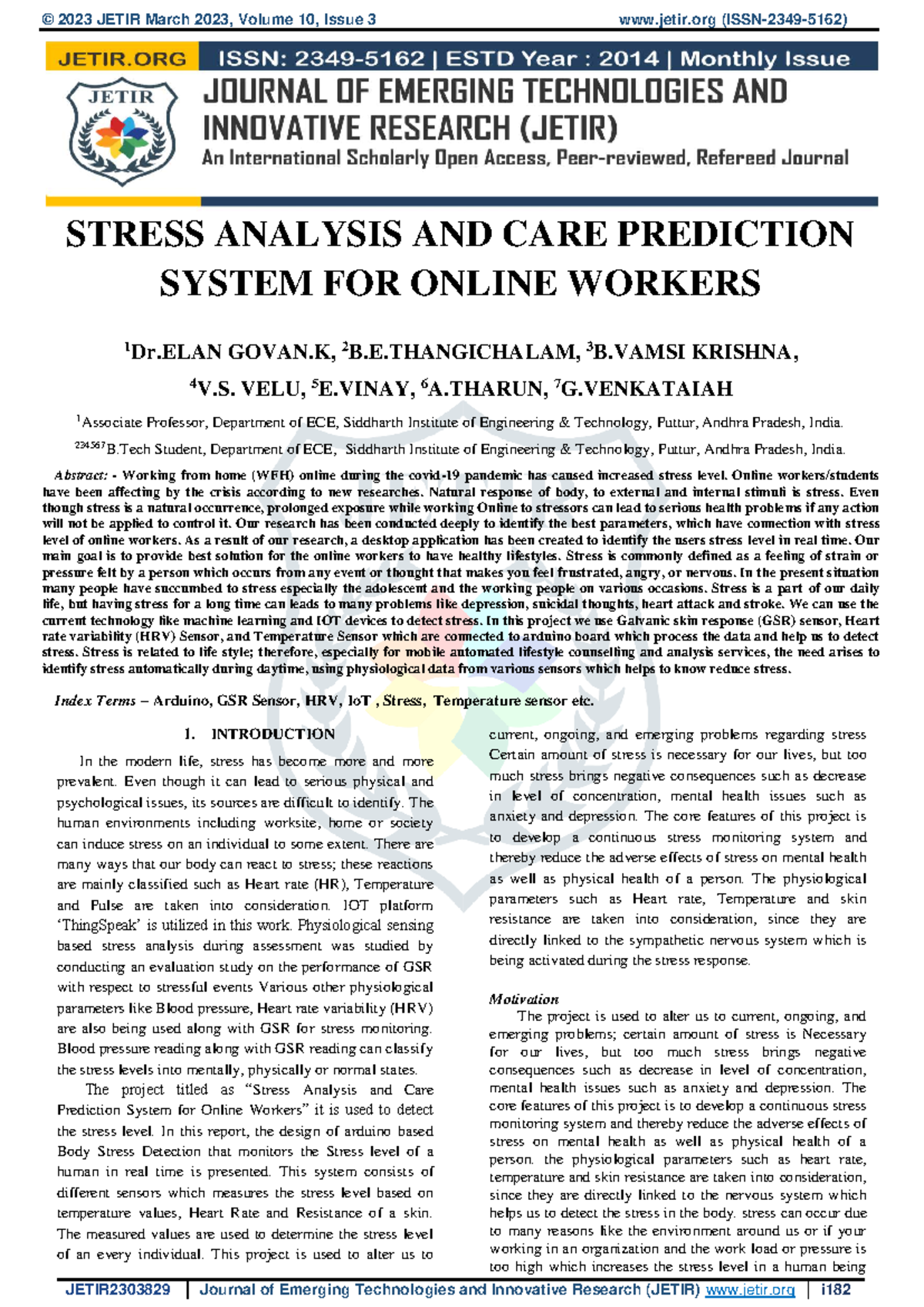 Stress Analysis and Care Prediction System for Online Workers ...
