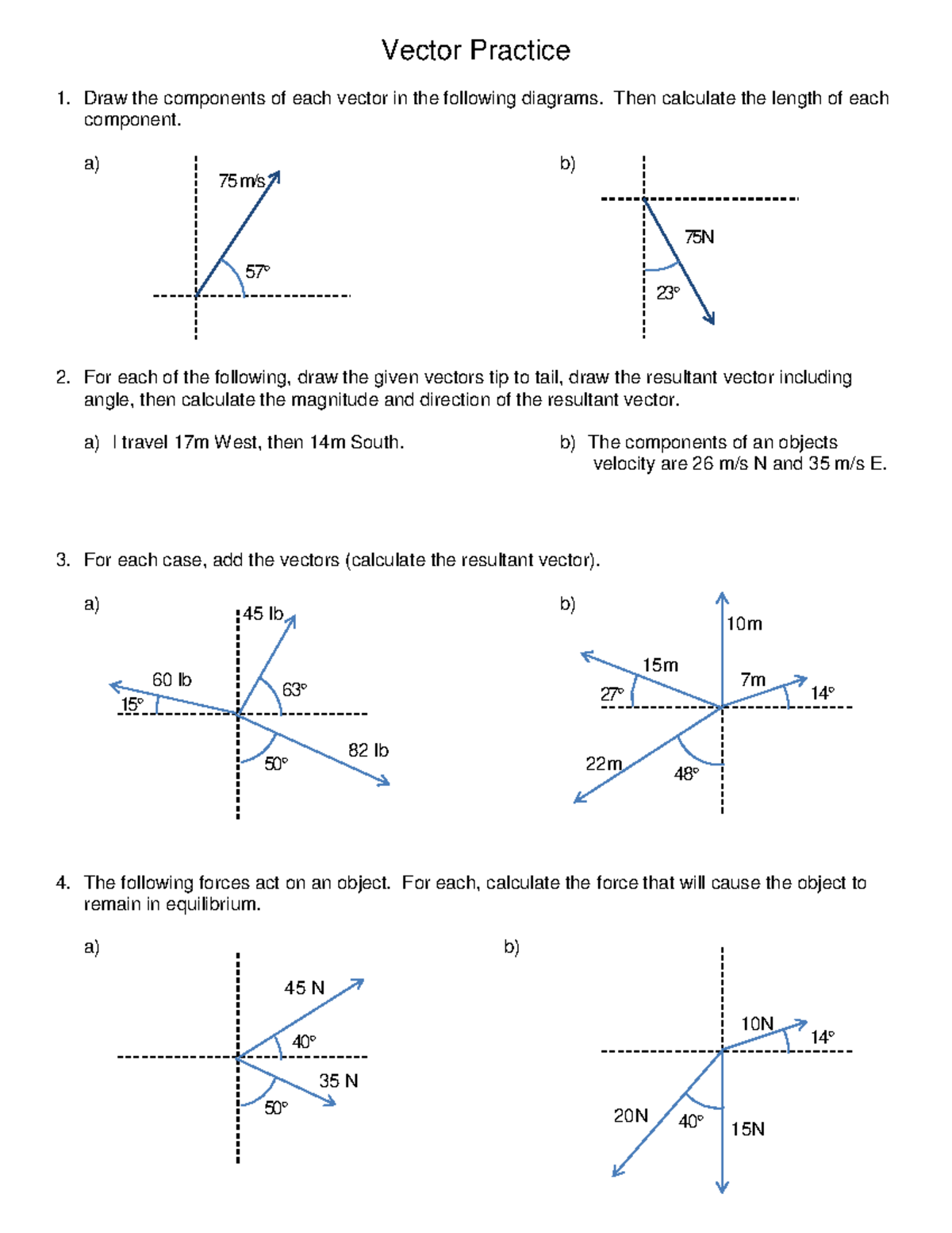 Vector Practice - Vectors Exercises and Solutions (MATH101) - Studocu