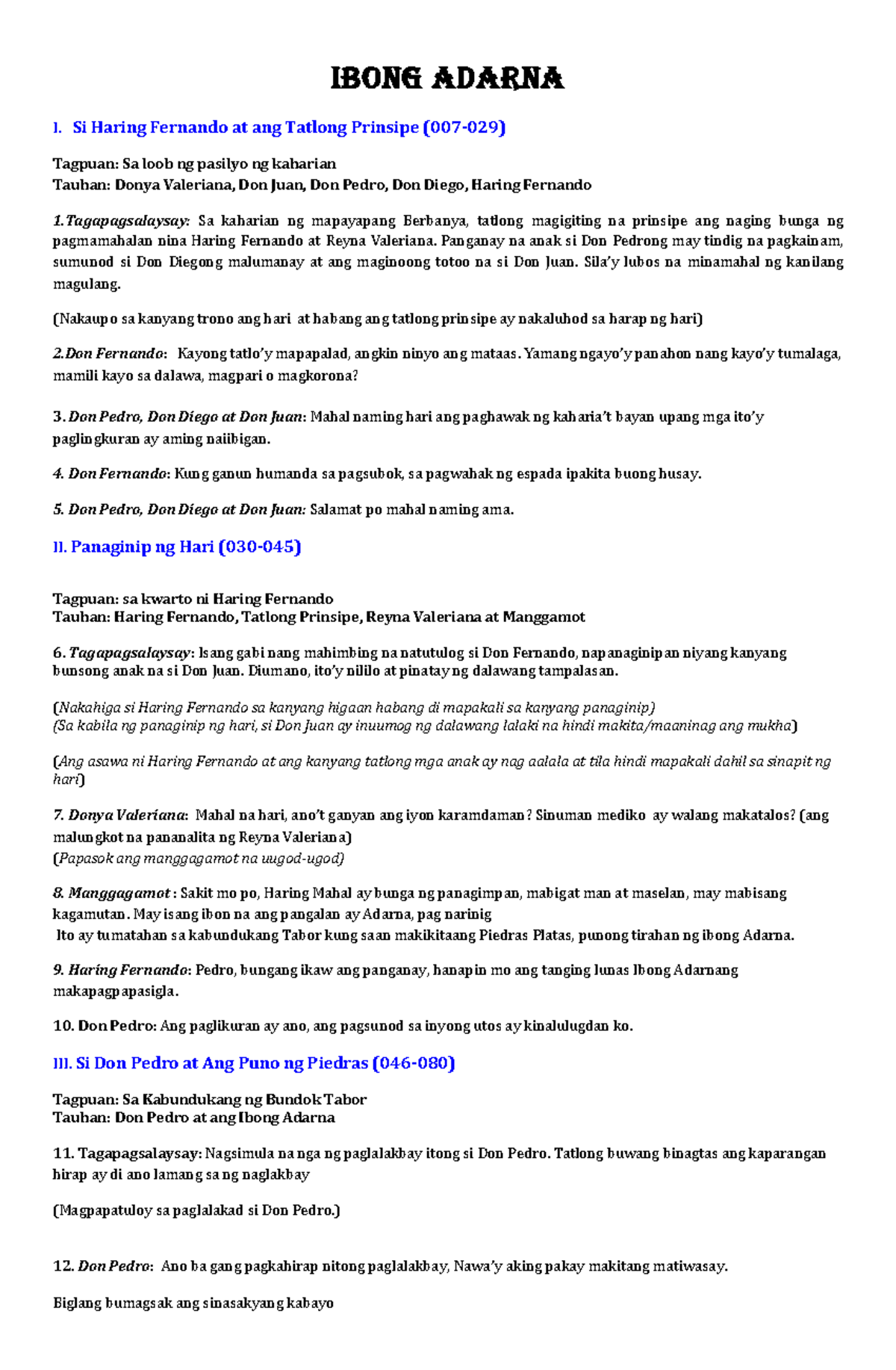 Toaz - :)) - IBONG ADARNA I. Si Haring Fernando at ang Tatlong Prinsipe ...