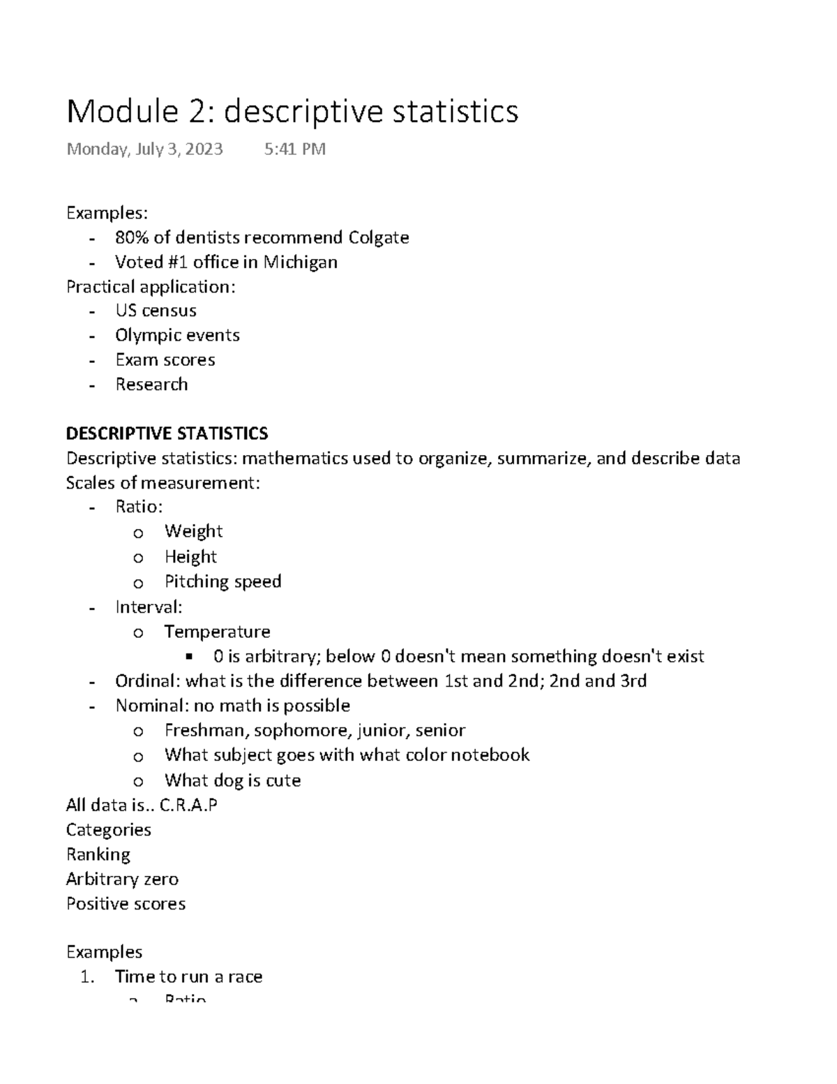 Module 2 descriptive statistics - Examples: 80% of dentists recommend ...