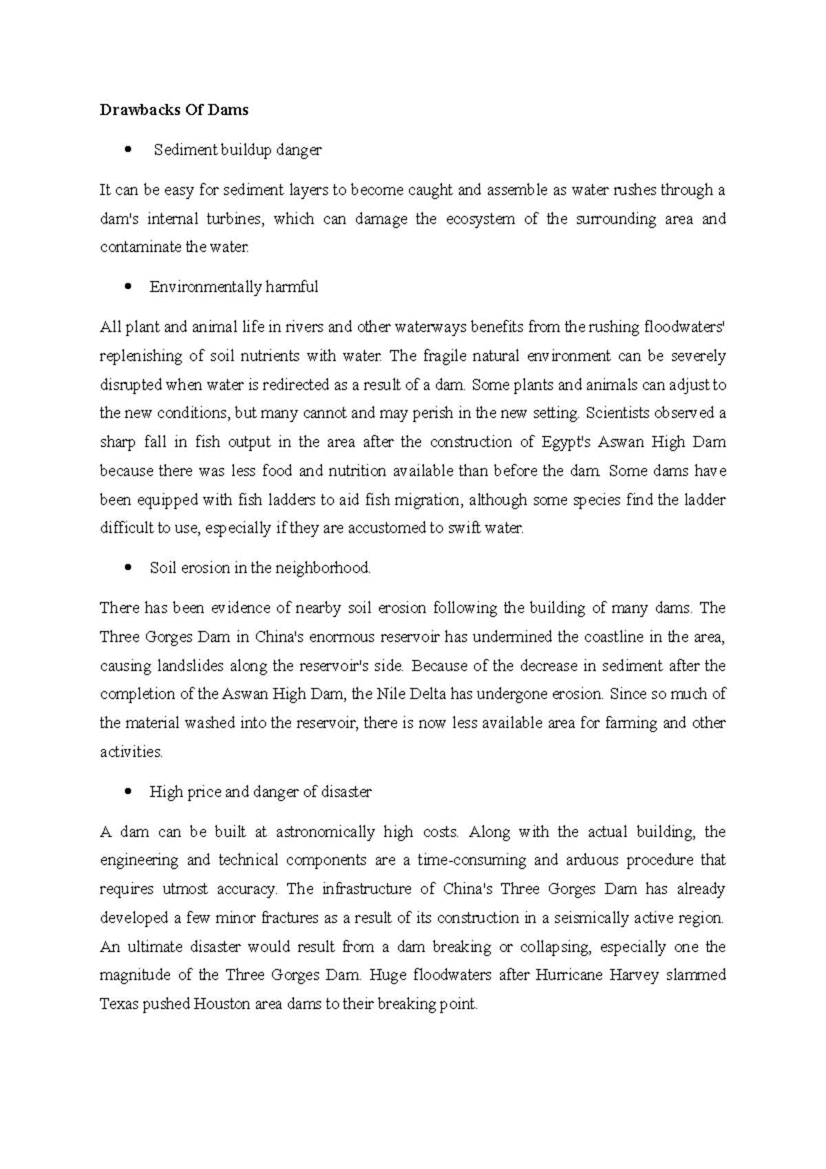 Dokumen 6 - example of paper. - Drawbacks Of Dams Sediment buildup ...