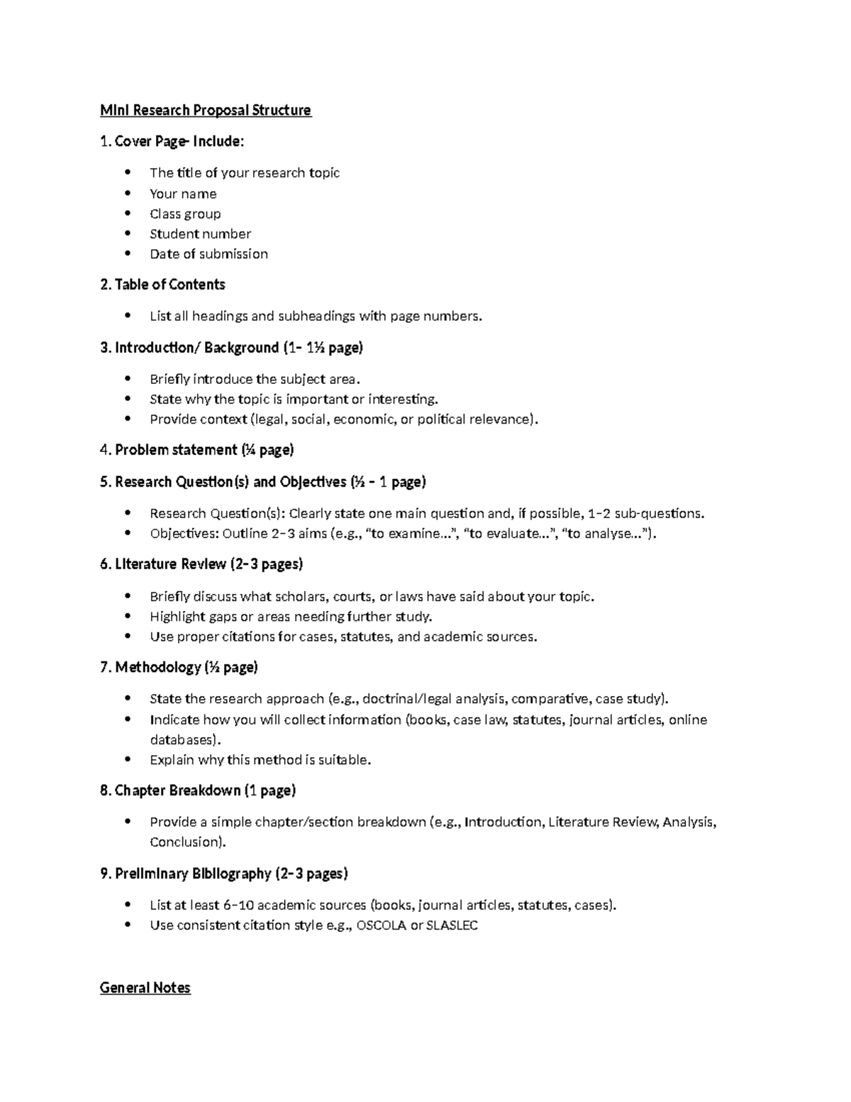 Mini Research Proposal Guidelines: Structure & Key Elements - Studocu