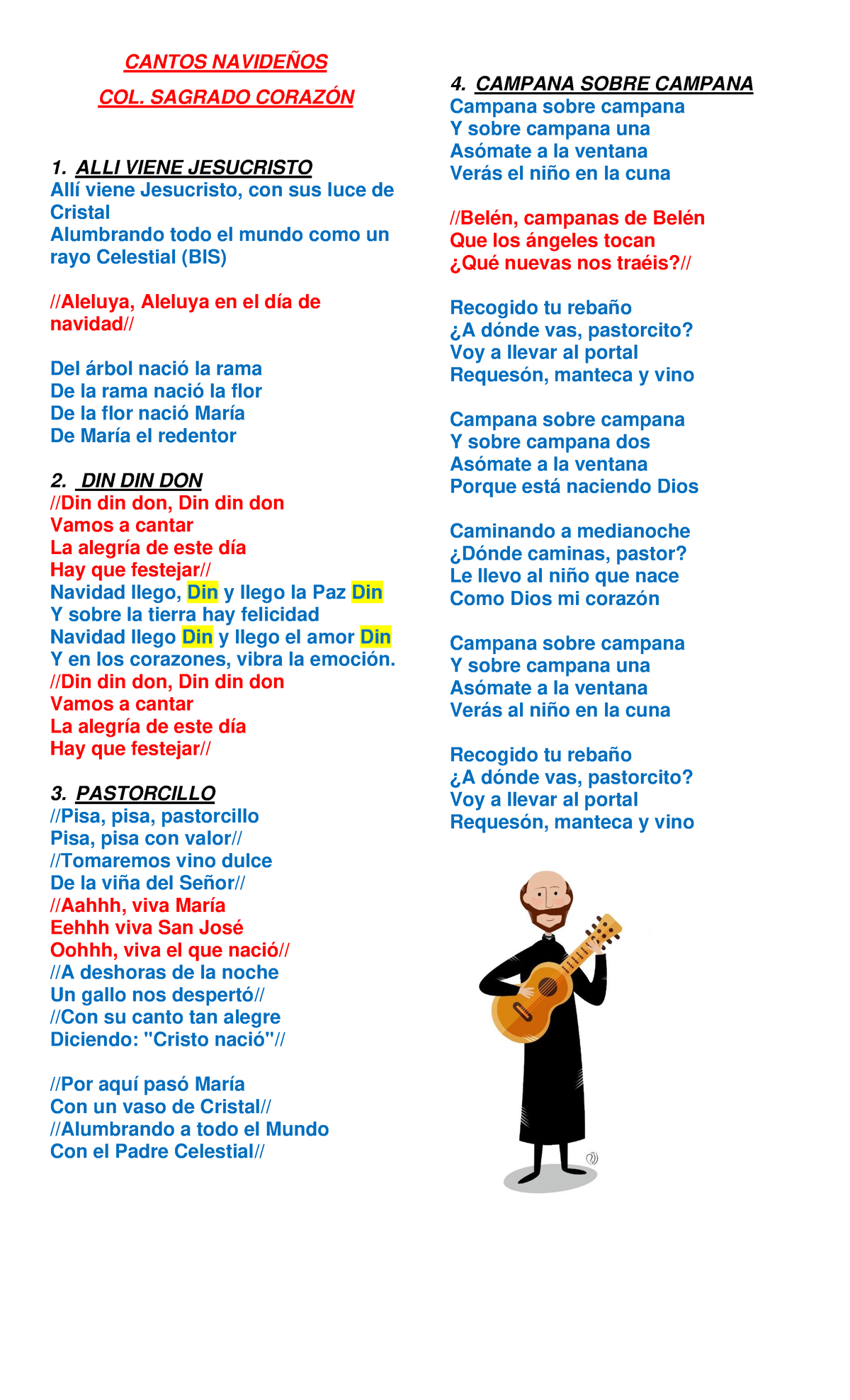 Cantos Navideños - CANTOS NAVIDEÑOS COL. SAGRADO CORAZÓN 1. ALLI VIENE ...