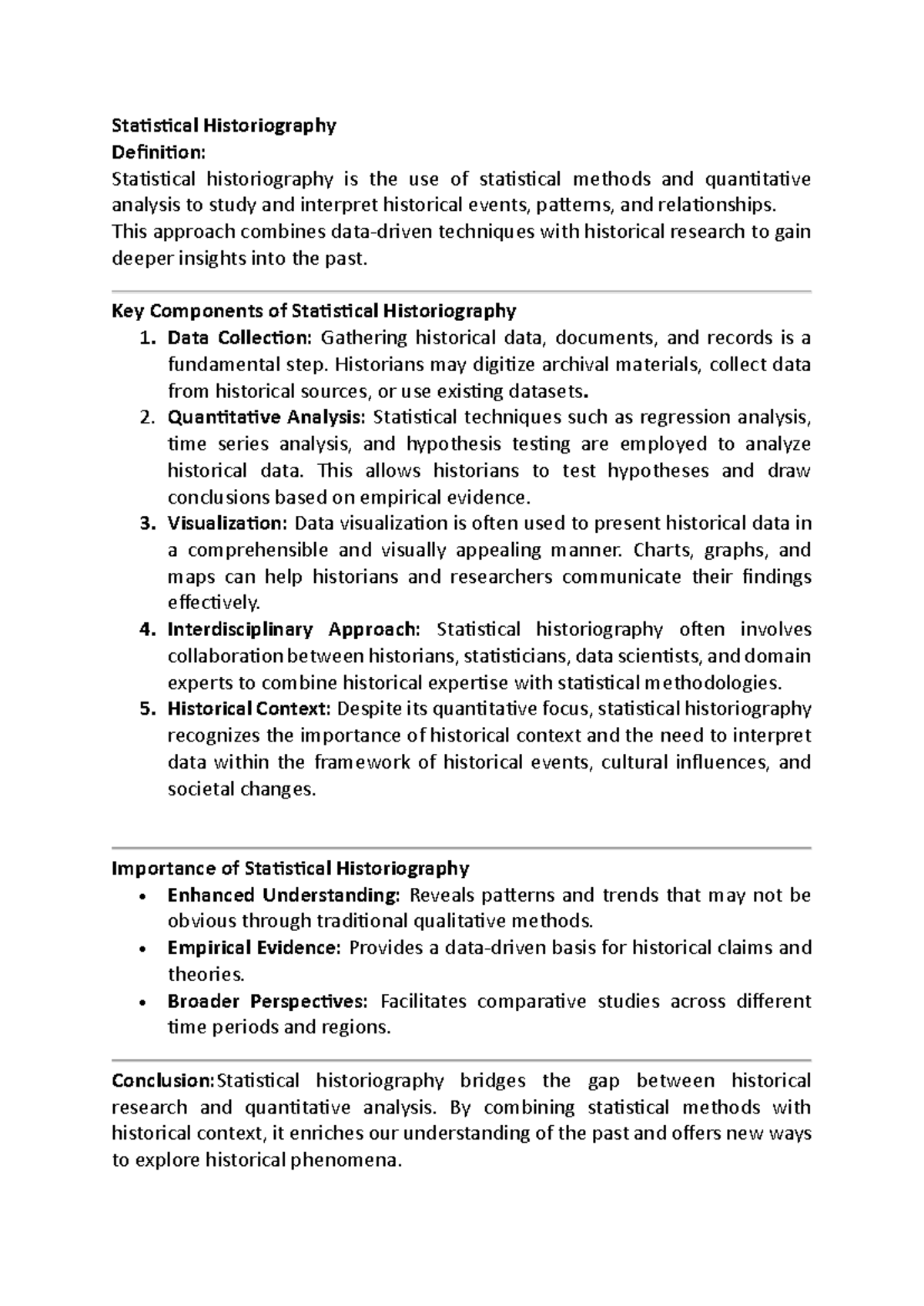 Statistical Historiography & Data Visualization: Key Concepts (DMV-3) - Studocu