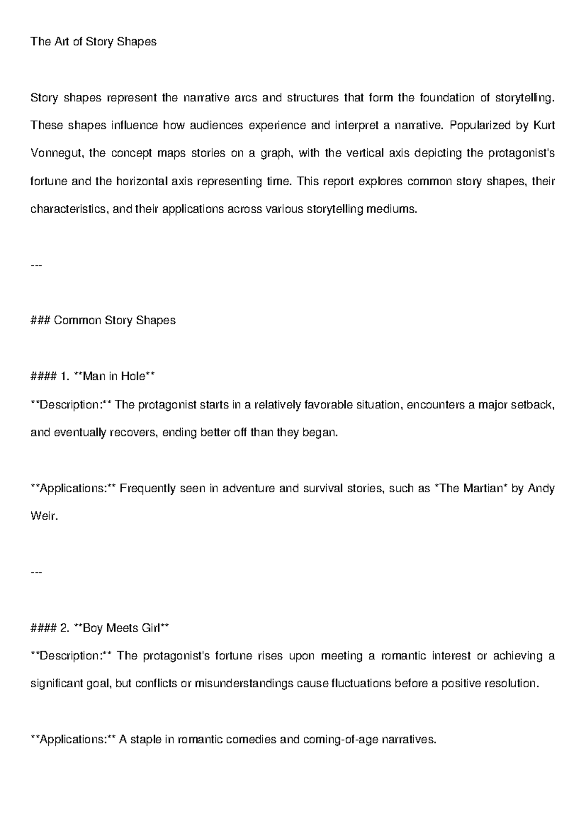 Story Shapes Report: Exploring Narrative Arcs in Storytelling ...