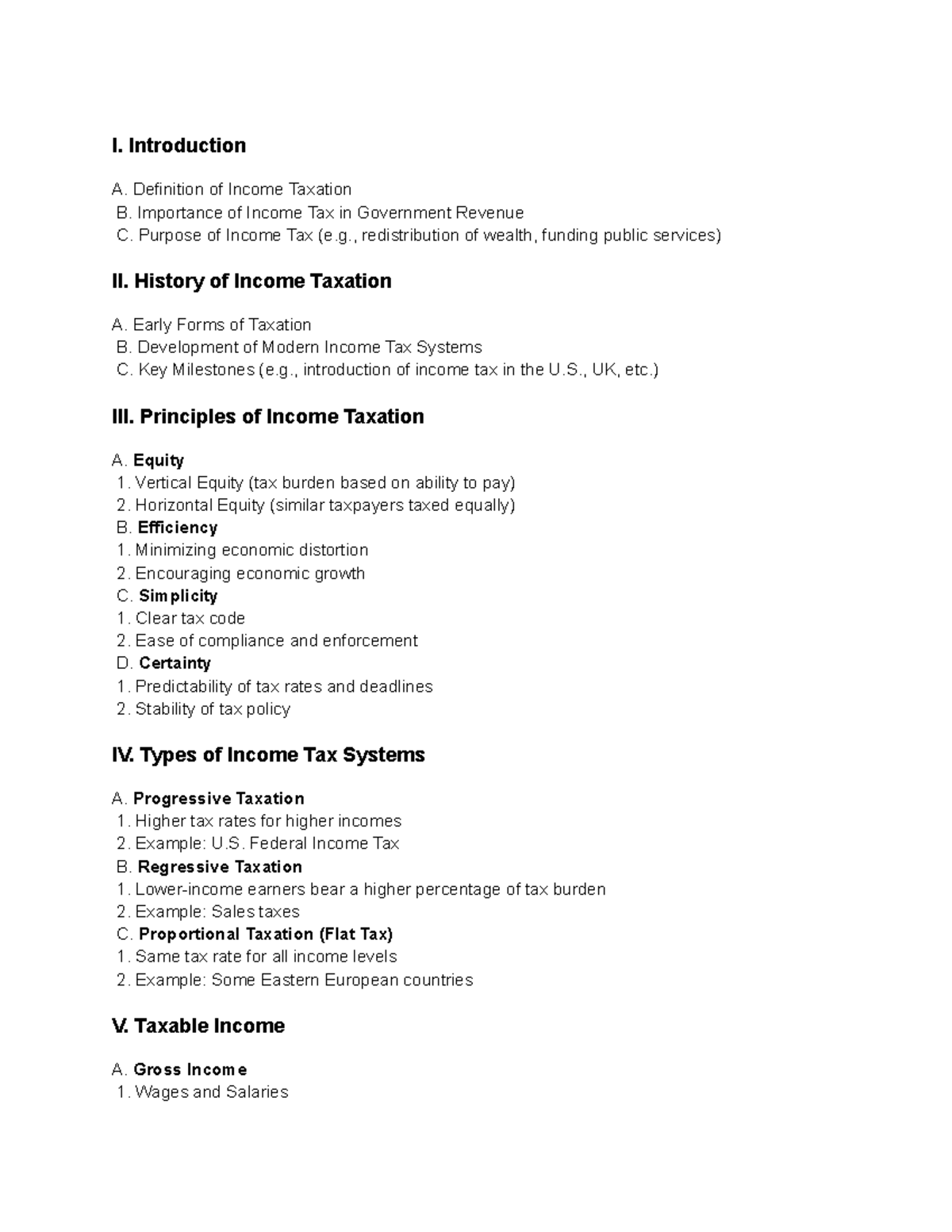 Income Tax Overview: Principles, Systems, and Effects (Course Code ...