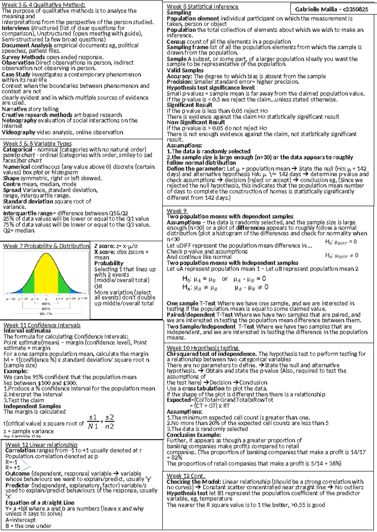 Stat 101 Final Exam Study Guide: Variable Types & Inference Methods - Studocu