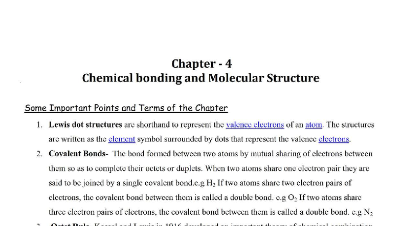 Chapter 4: Chemical Bonding & Molecular Structure - Key Concepts (CHEM) - Studocu
