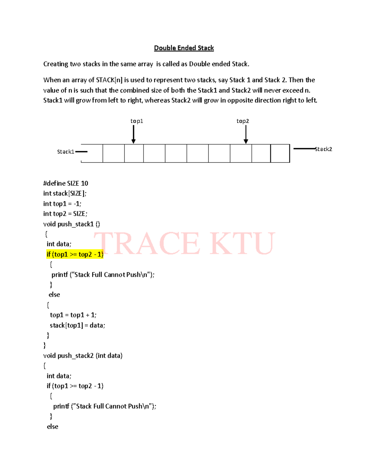 Double Ended Stack - KTU Exam Prep Notes - Studocu