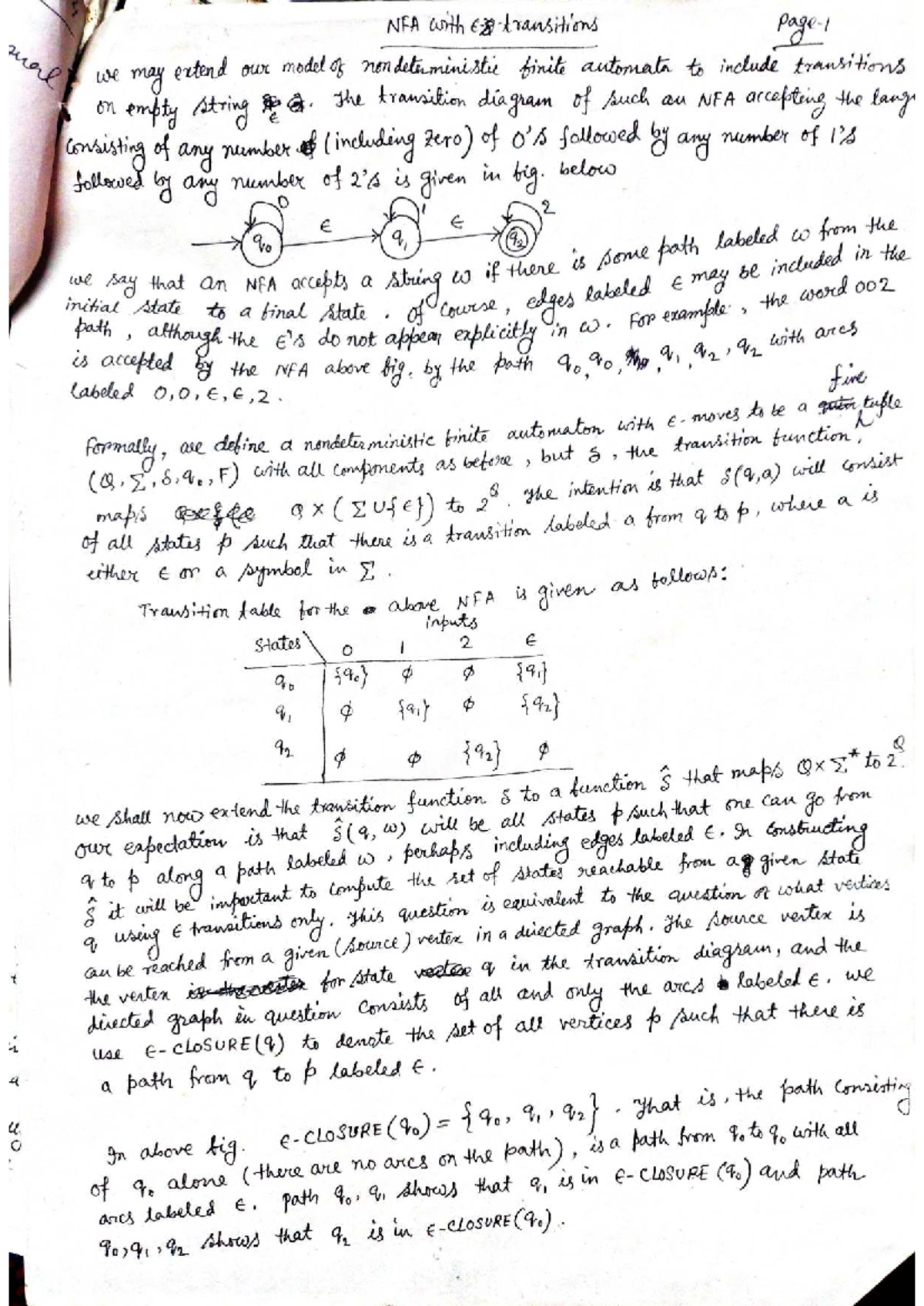 NFA Notes: Understanding E-Transitions and Their Functions - Studocu