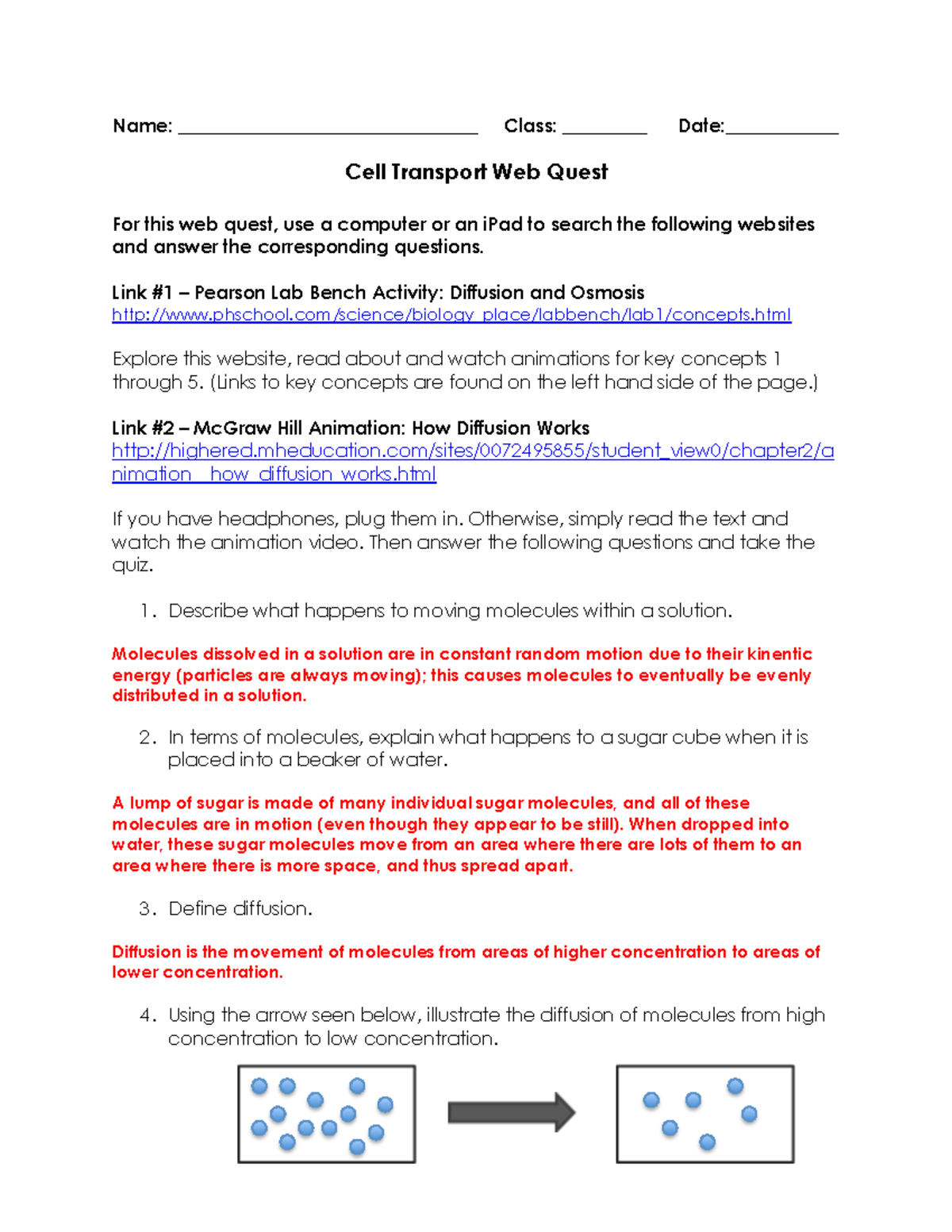4 cell transport web quest key 2 - Name ...