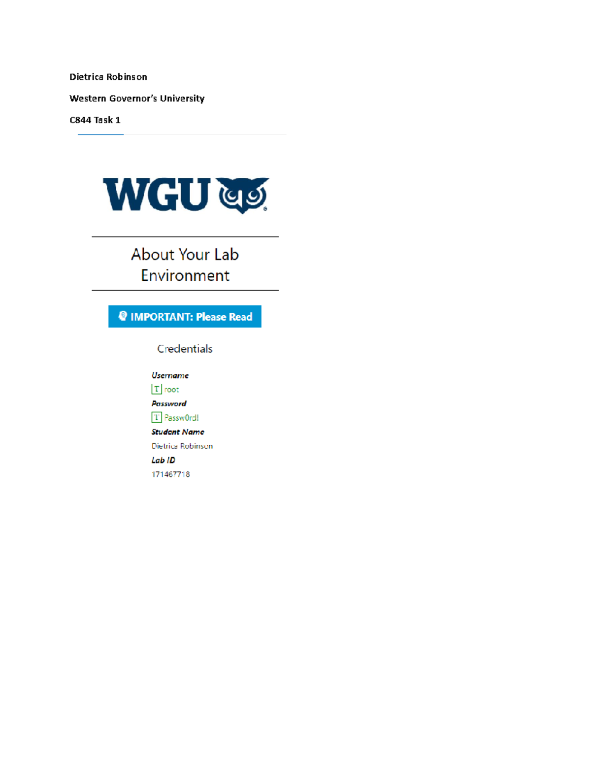 C844 Task1 - Completed activities for task 1 passed - Dietrica Robinson ...