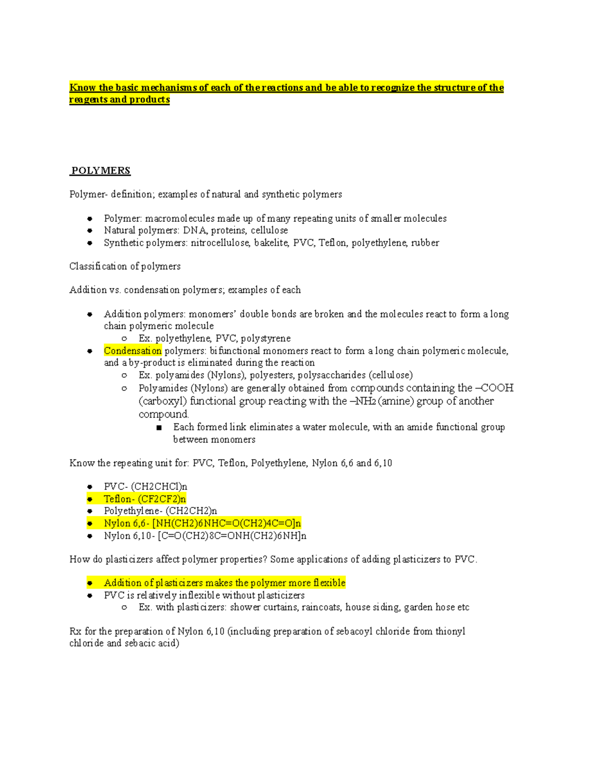 Orgo Lab Exam 1 Study Guide - Key Concepts & Mechanisms - Studocu