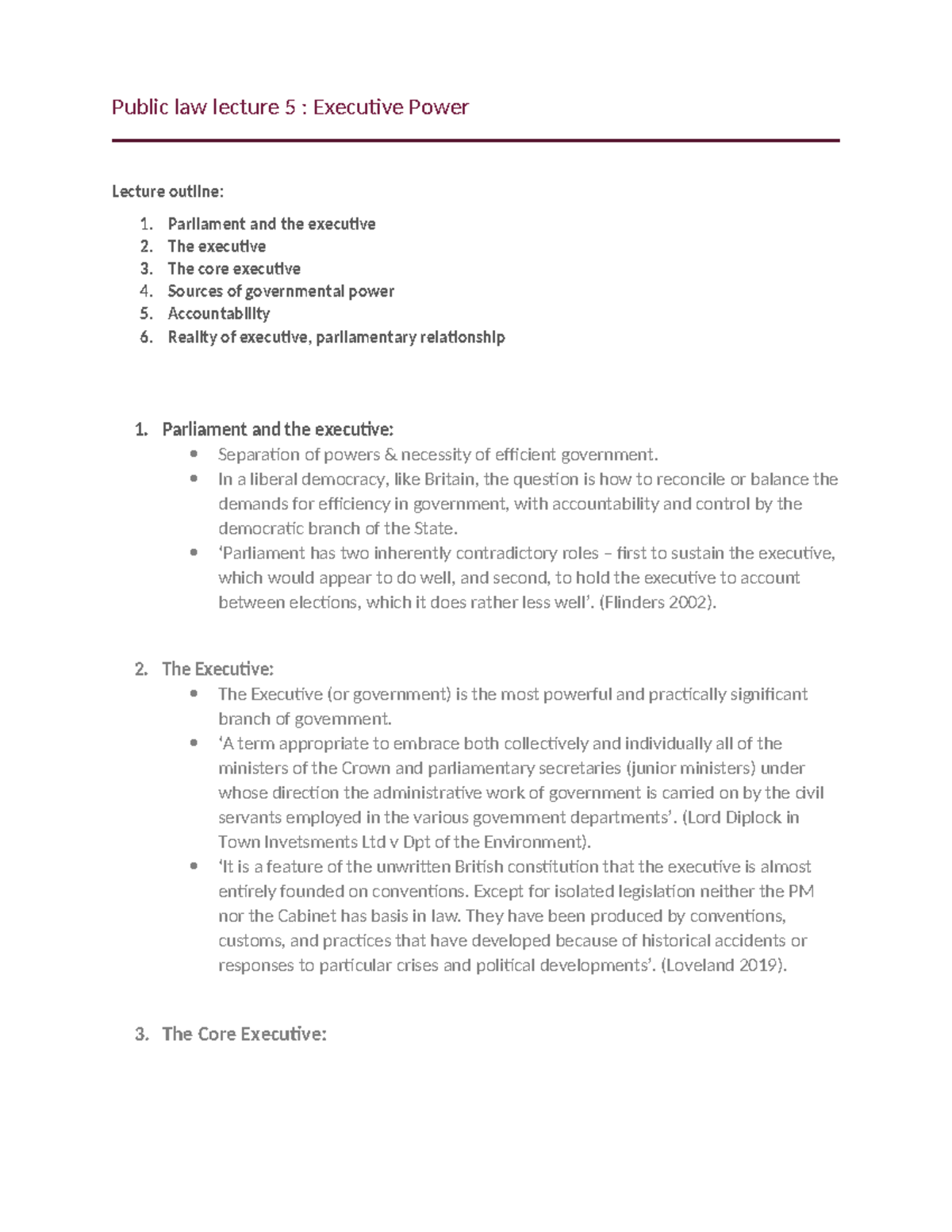 Public law executive power lecture notes - Public law lecture 5 ...
