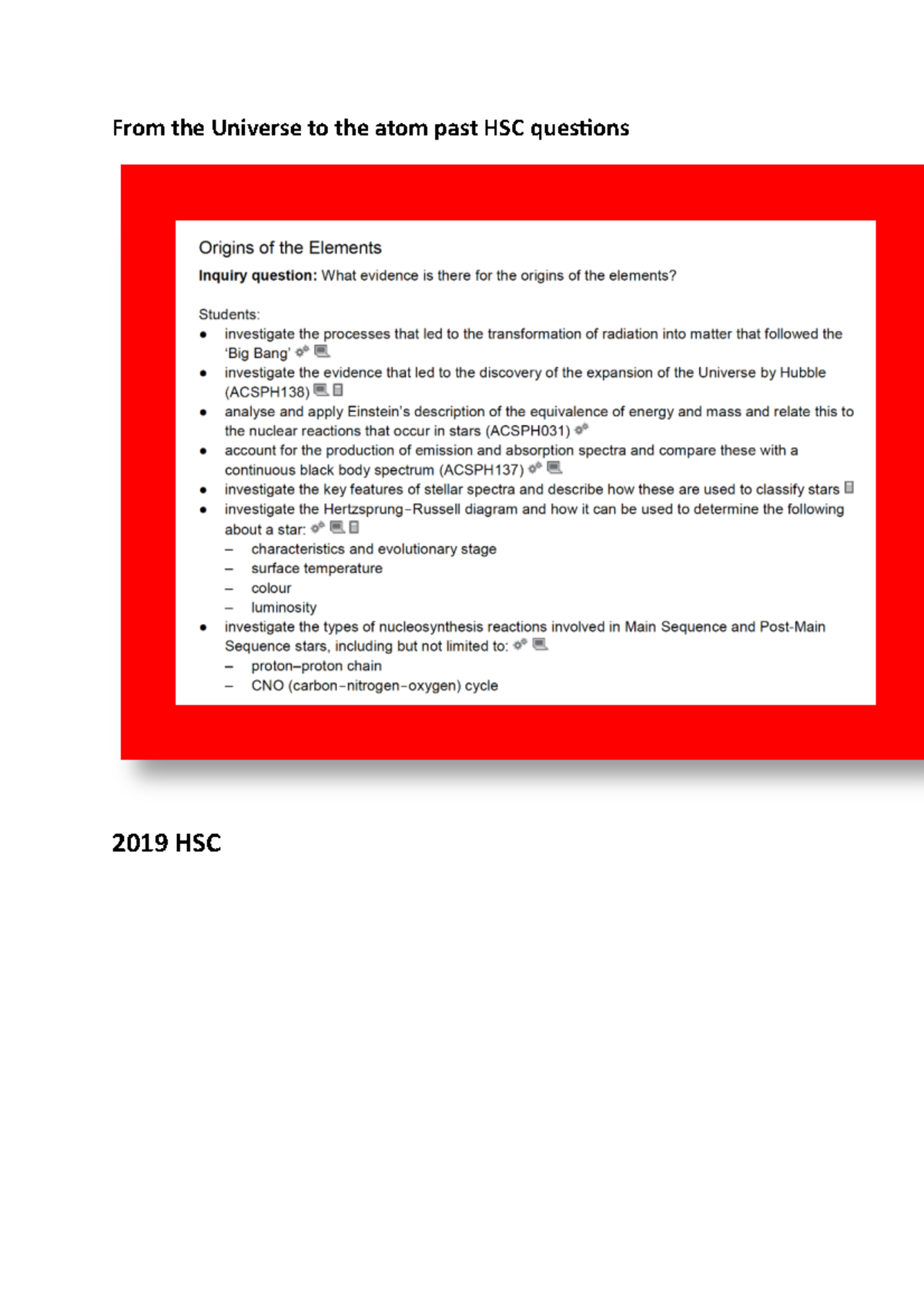 From the Universe to the Atom: Past HSC Answers Compilation - Studocu