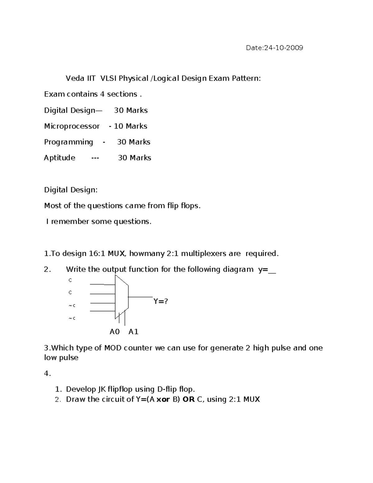 IIT VLSI Exam Pattern & Questions - F7166 for Physical/Logical Design ...