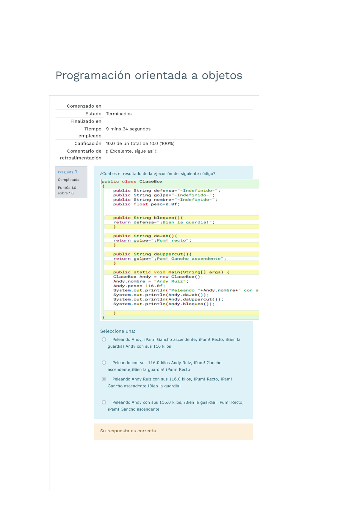 Examen Final de Programación Orientada a Objetos - Semana 2 - Studocu