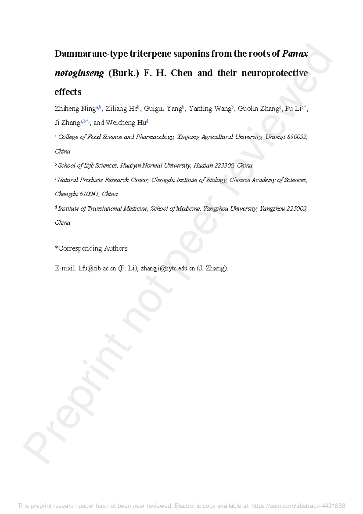 Dammarane-Type Triterpene Saponins from Panax Notoginseng ...