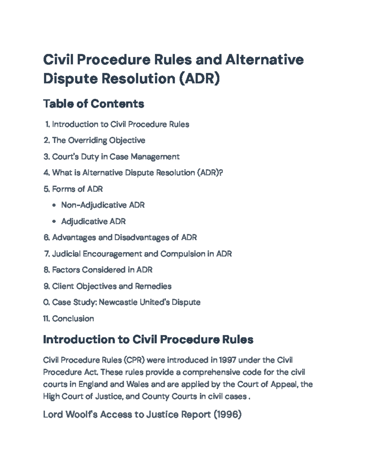 Civil Procedure Rules (CPR) & ADR: Key Insights on Dispute Resolution ...