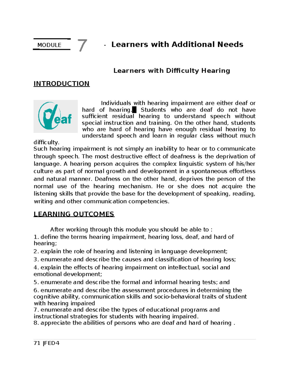 Module 7: Understanding Deafness and Hearing Impairment in Education ...
