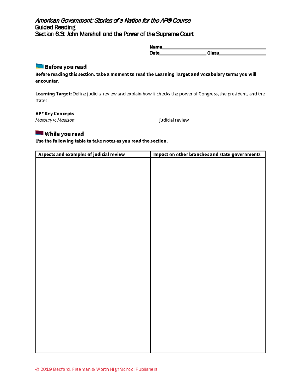 Section 6.3 Guided Reading - American Government: Stories of a Nation ...