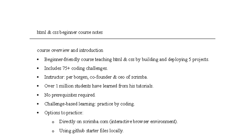 HTML CSS Beginner Course Notes: Overview & Key Concepts - Studocu