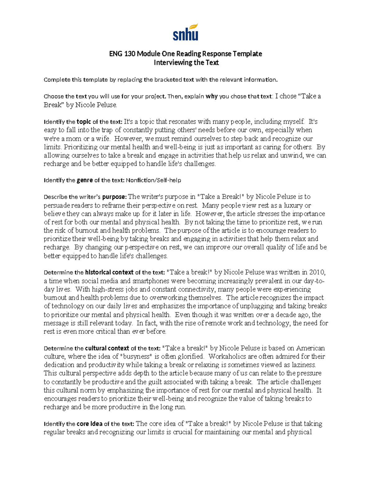 ENG 130 Module One Reading Response Template Chase - ENG 130 Module One ...