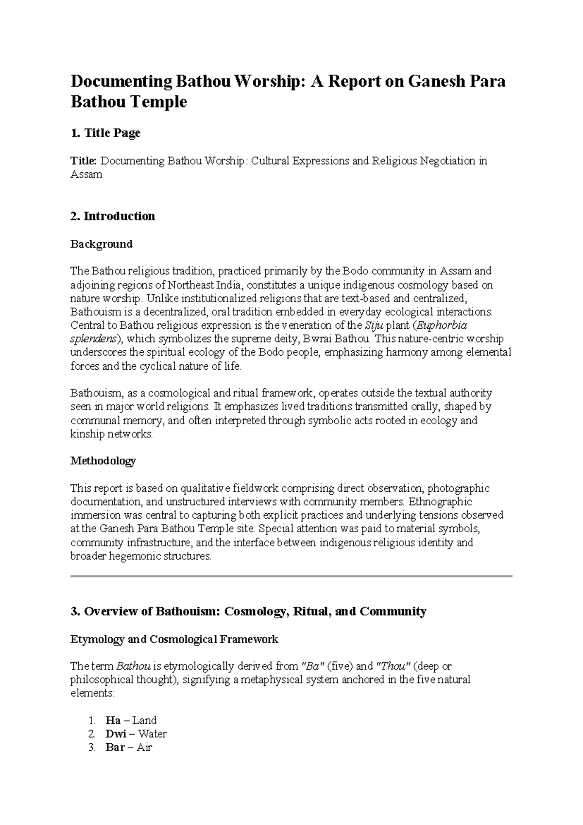 Cultural Expressions of Bathou Worship: A Study of Ganesh Para Temple ...