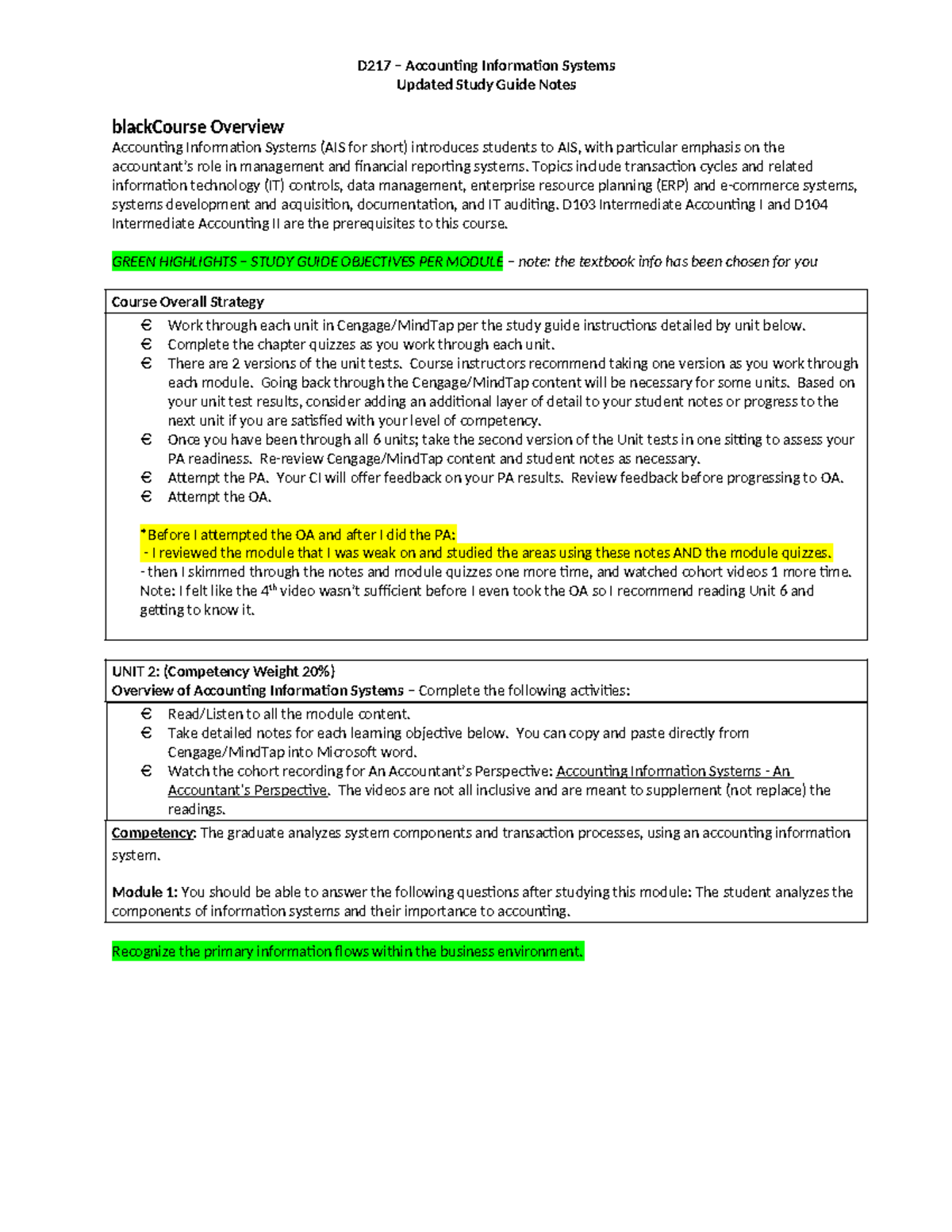 D217 Accounting Information Systems Final Exam Study Guide Notes Studocu