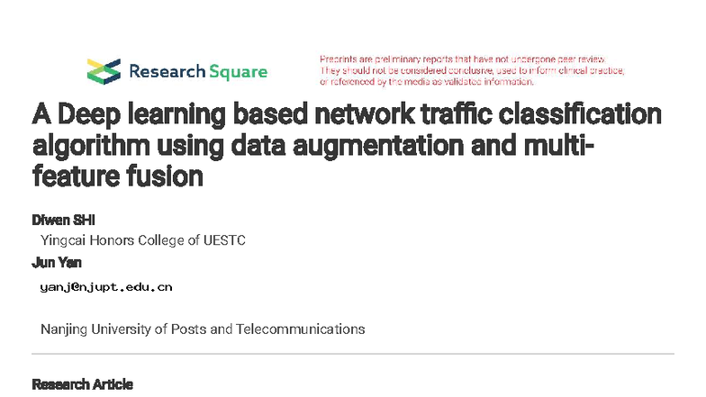 Deep Learning for Network Traffic Classification: Data Augmentation & Fusion - Studocu