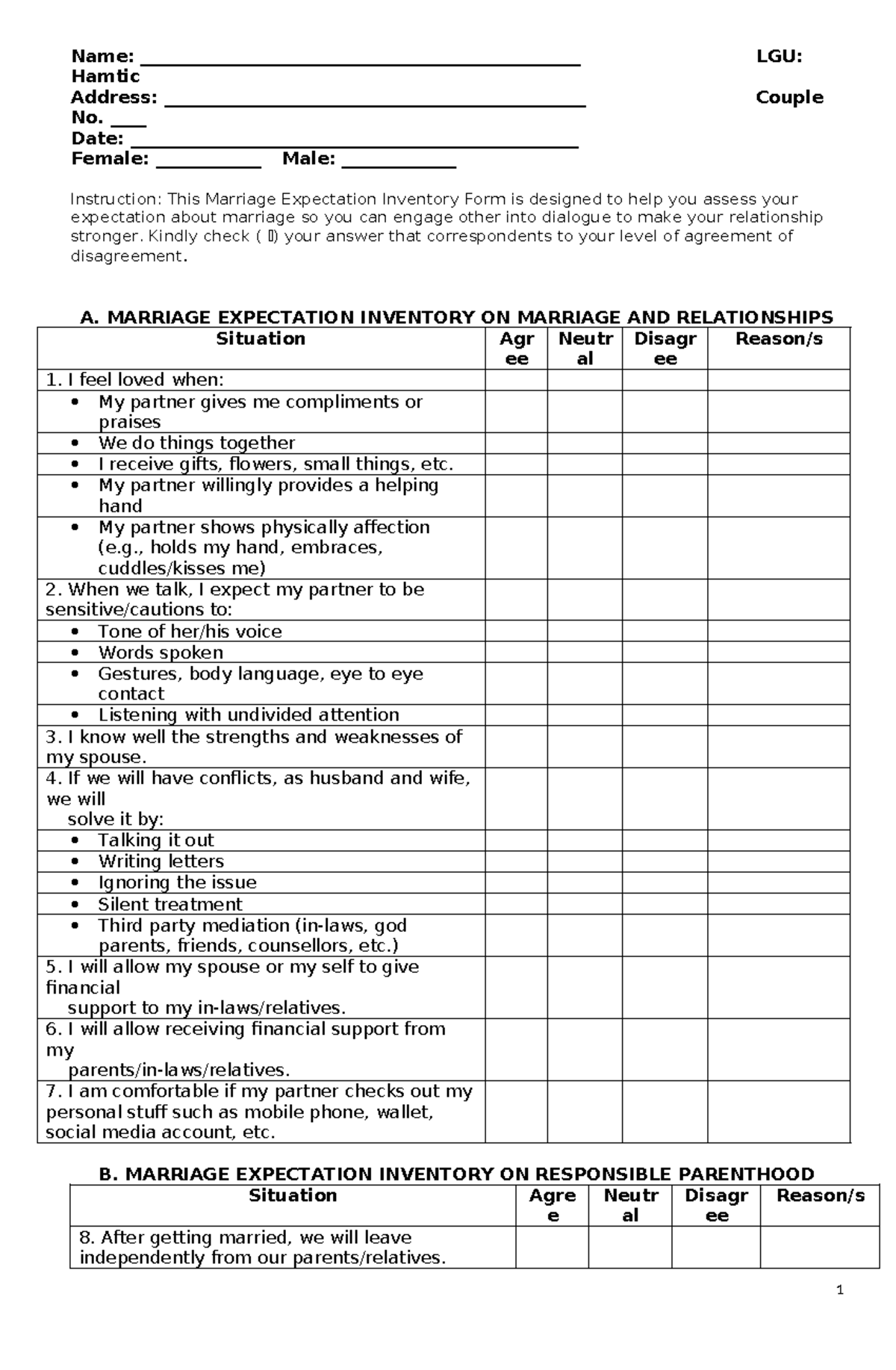 MEI-English - Marriage Expectations Inventory Form for Couples ...