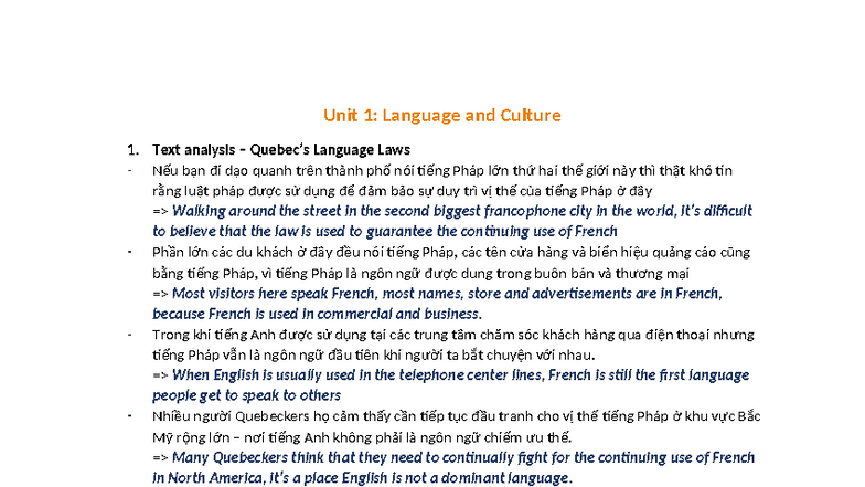 Unit 1: Language and Culture 1 - Vocabulary Review and Analysis - Studocu