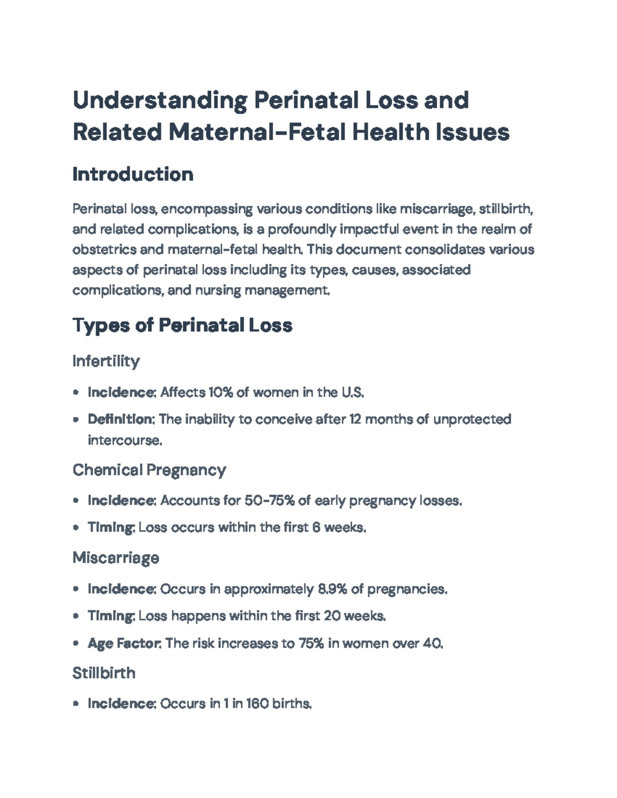 Understanding Perinatal Loss: Types, Causes, and Management Strategies - Understanding Perinatal ...