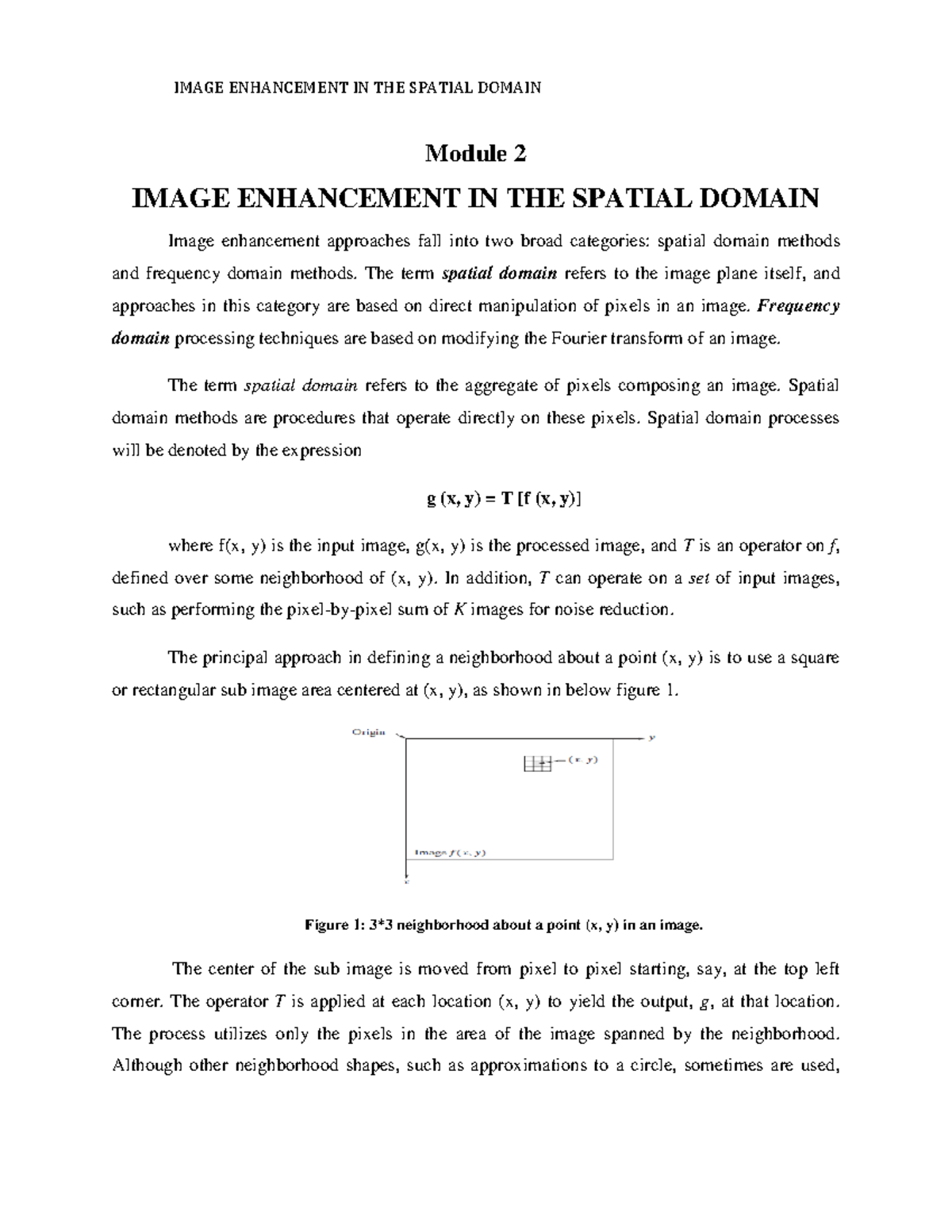 DIP Notes: Image Enhancement in the Spatial Domain (Module 2) - Studocu