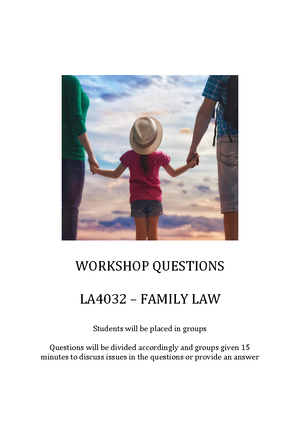 Study guide - STUDY GUIDE LA4032 – FAMILY LAW Includes – Case List ...
