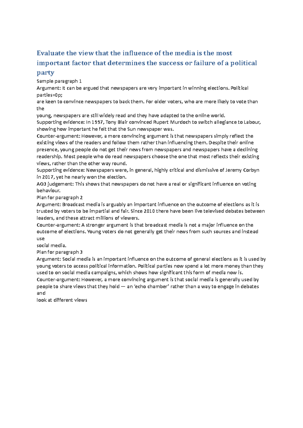 [RAW]Evaluate the view that the influence of the media is the most ...