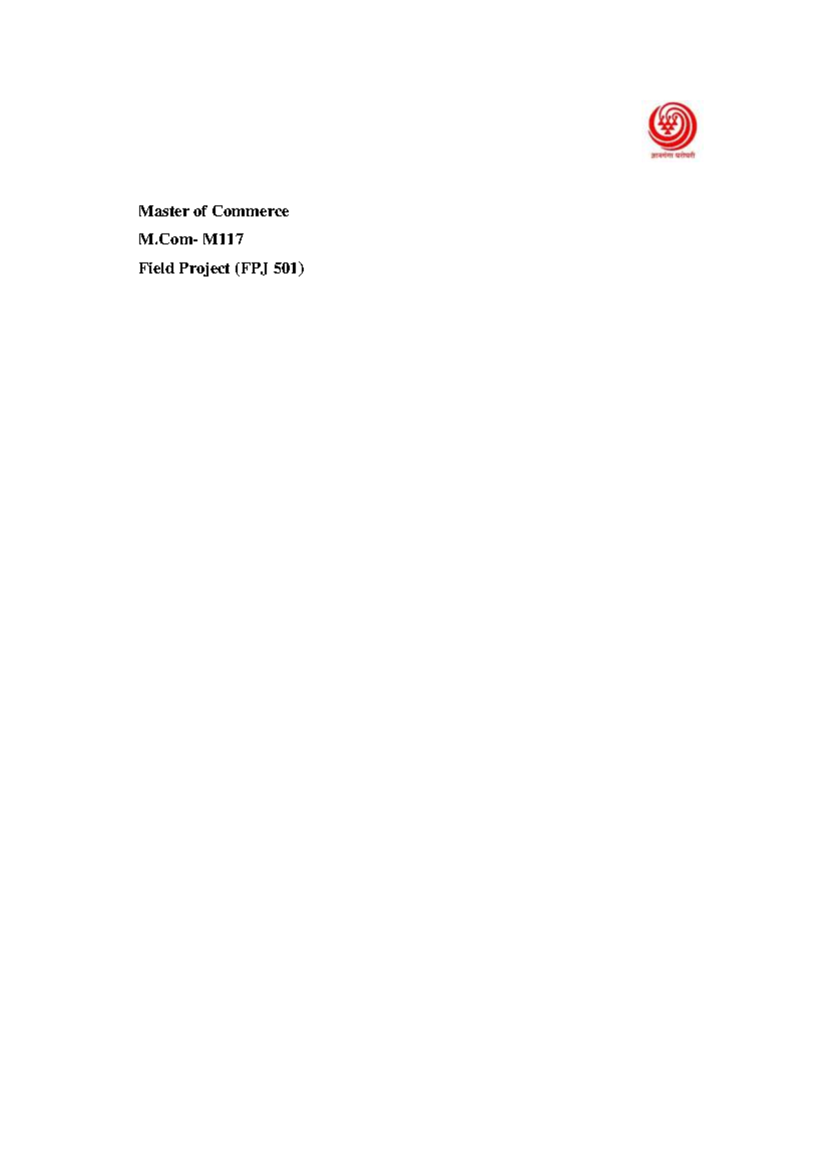 M.Com Field Project Handbook: Guidelines for FPJ501 Students - Studocu