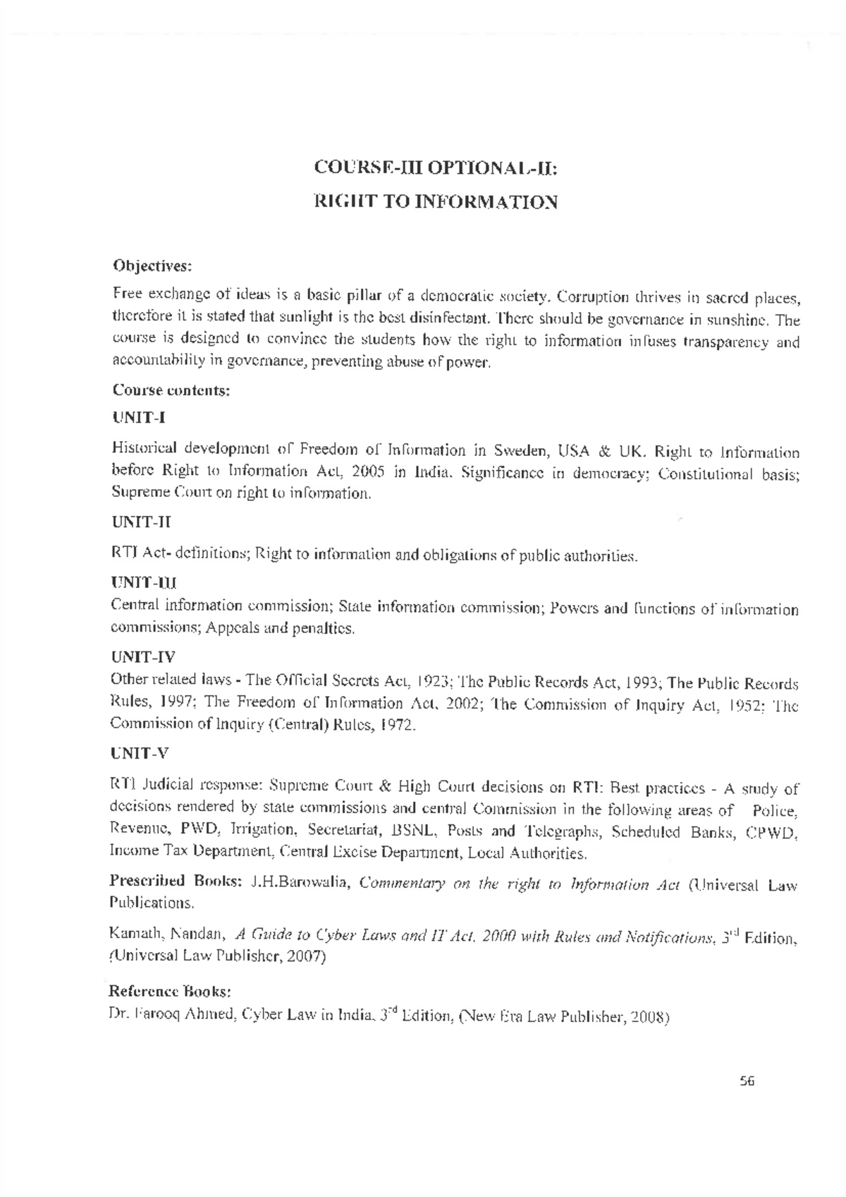 RTI Syllabus: Understanding the Right to Information Act and Its Impact ...