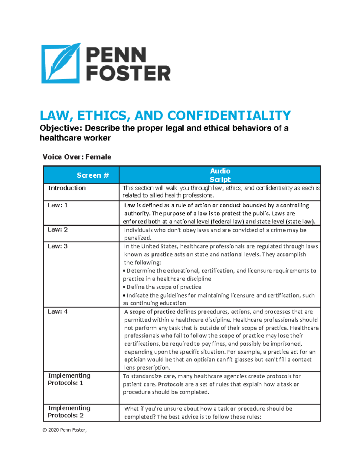 LAW 101: Understanding Ethics, Confidentiality, and Legal Standards ...