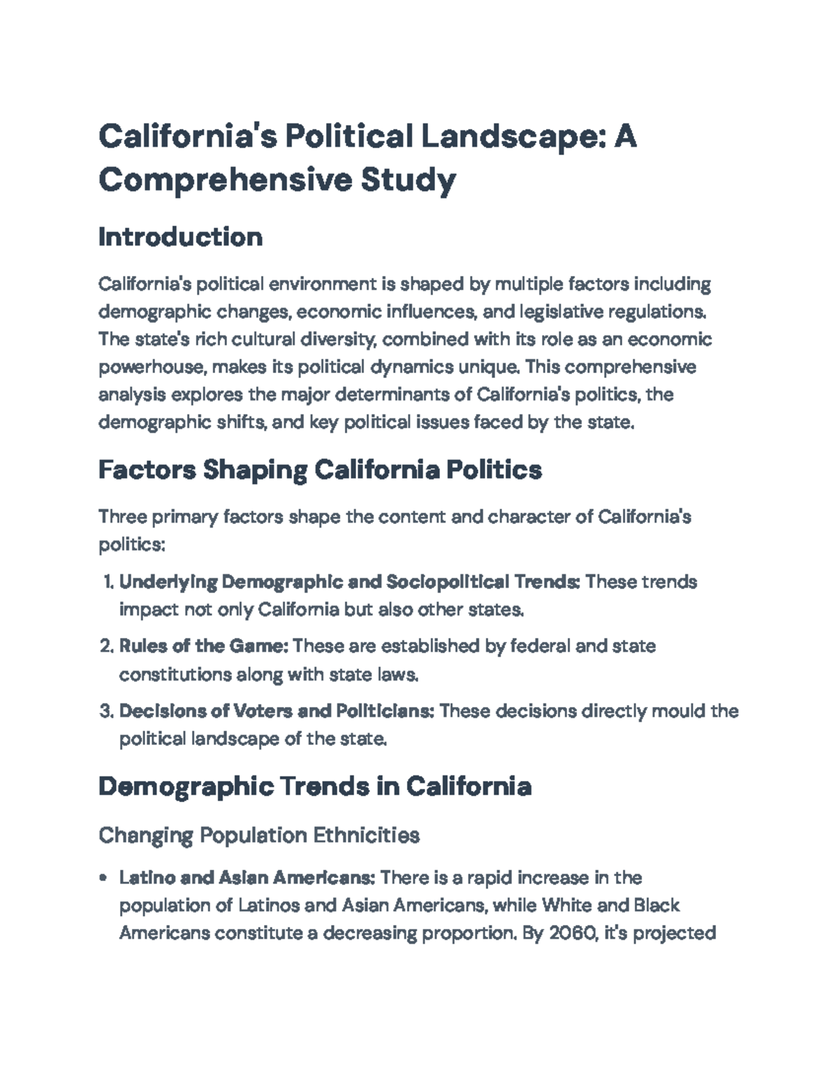 California's Political Landscape: Demographic & Economic Dynamics ...