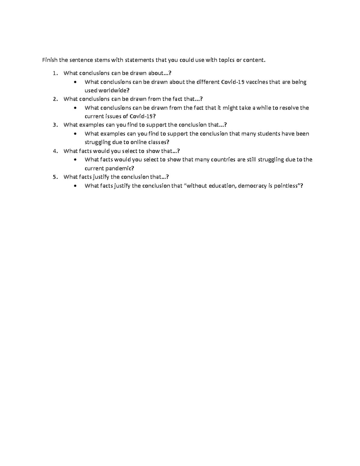 Making Conclusions: Analyzing Statements on Global Issues - Studocu