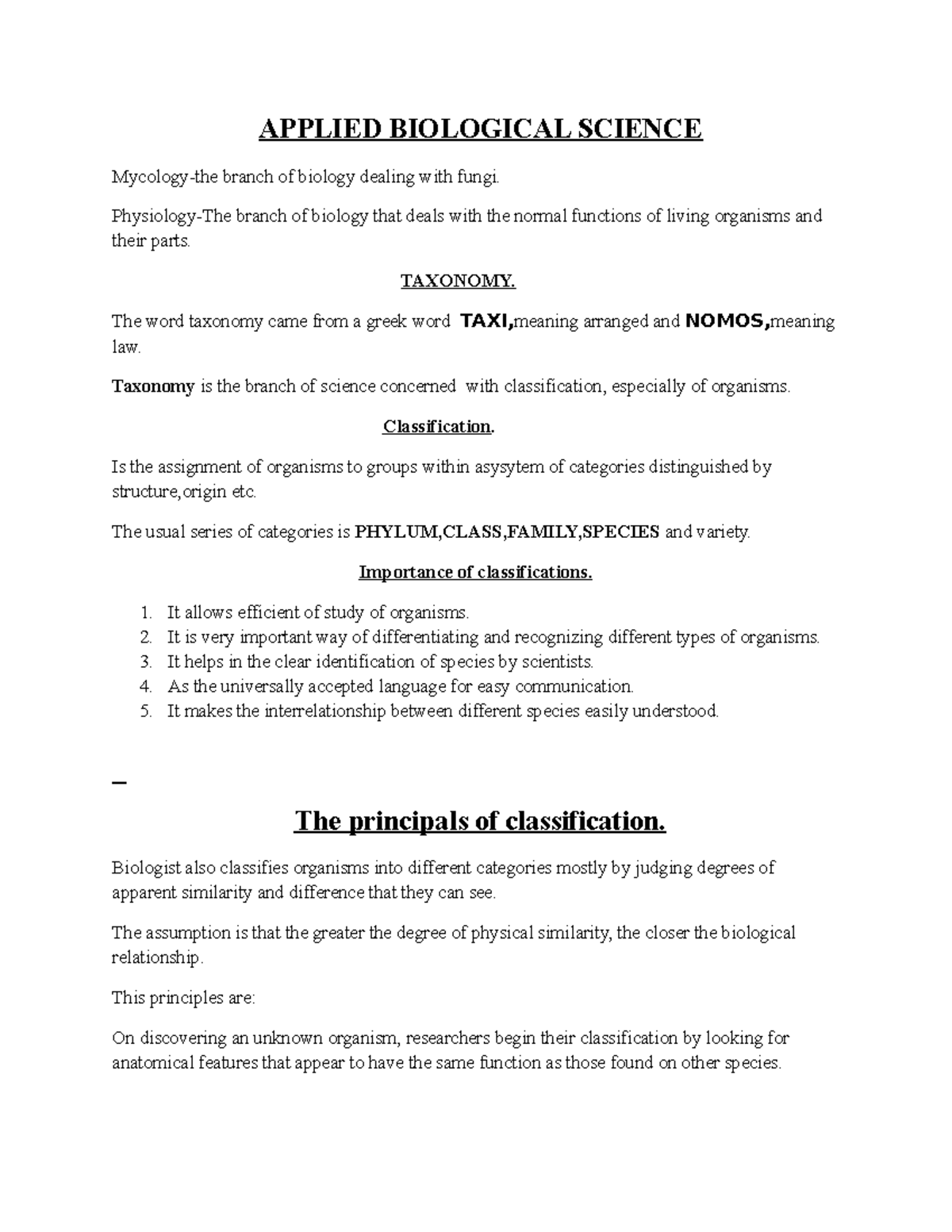 Applied Biological Science (1) - Classifying Organisms & Their ...