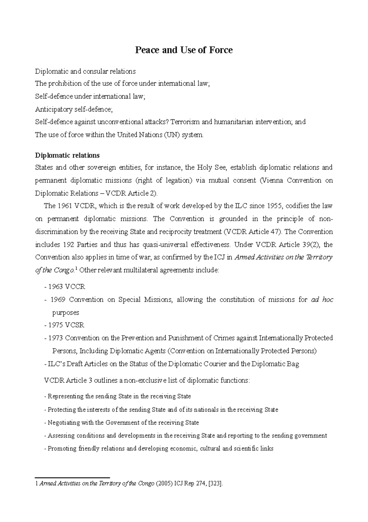 Topic 5 LN 1 - Lecture Notes on Peace and Use of Force in Intl Law ...