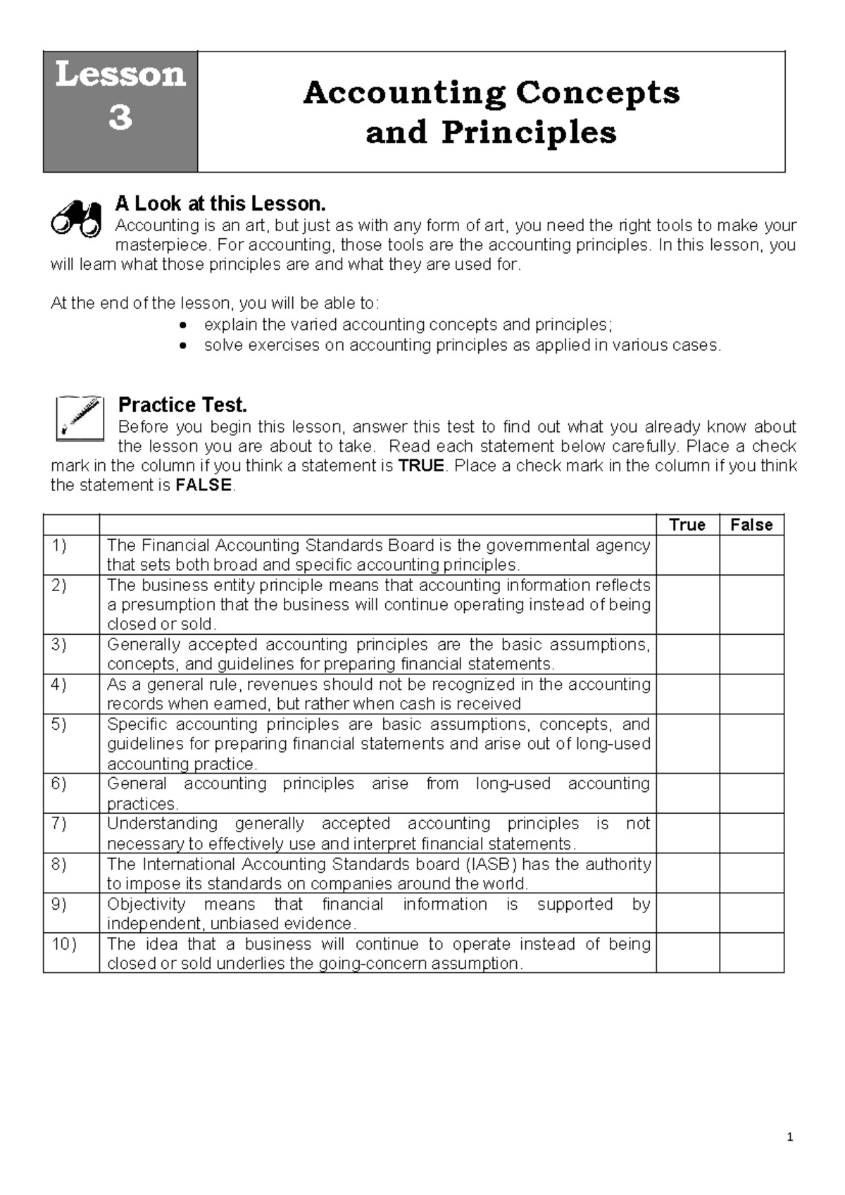 Lesson 3: Accounting Concepts & Principles Overview (Acctg) - Studocu