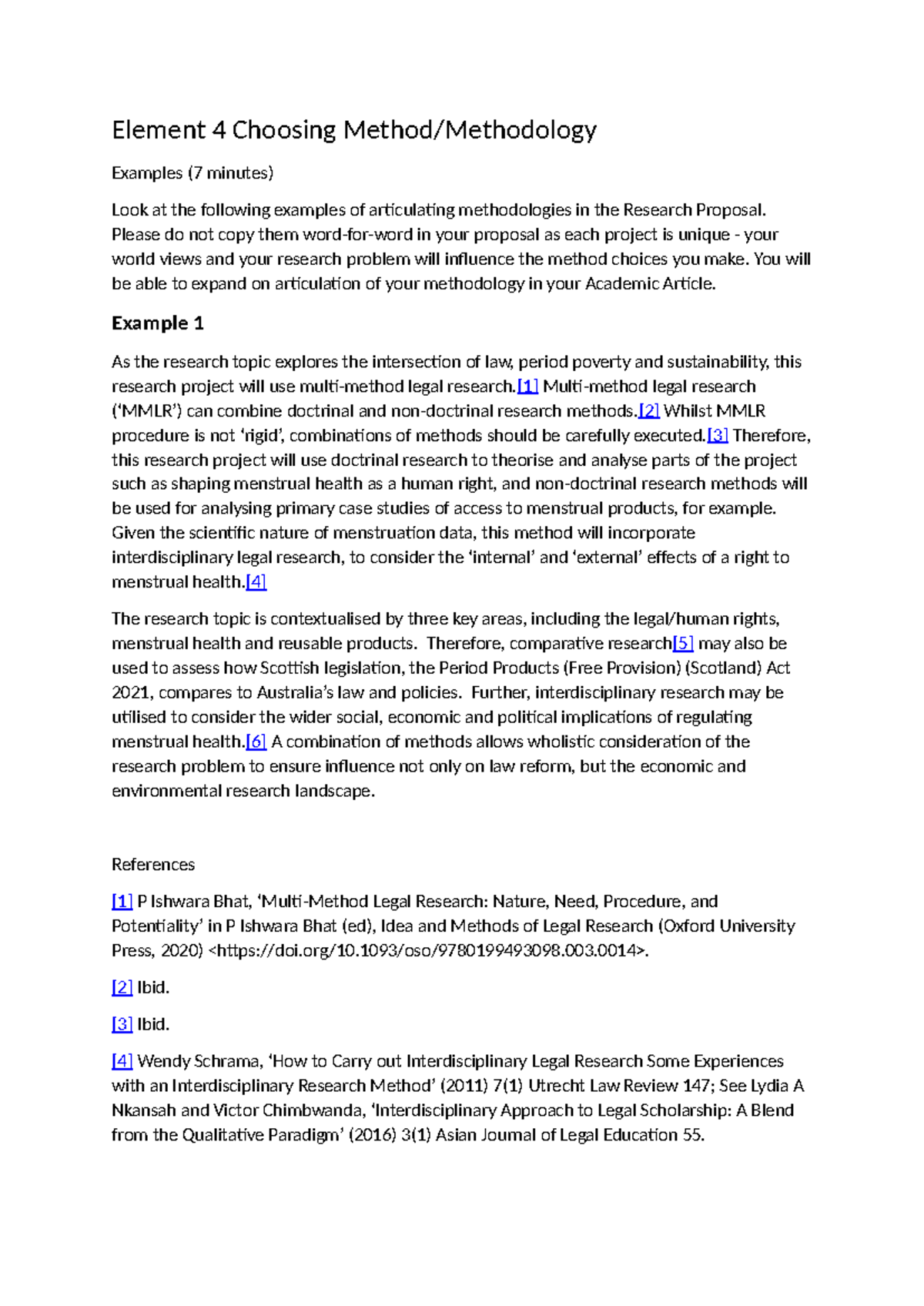 Element 4: Choosing Method - Activity 2 for Research Proposal - Studocu