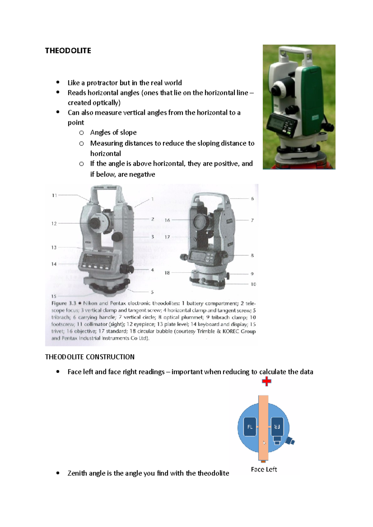 Theodolite Usage and Surveying Techniques: Angles, Bearings, and ...