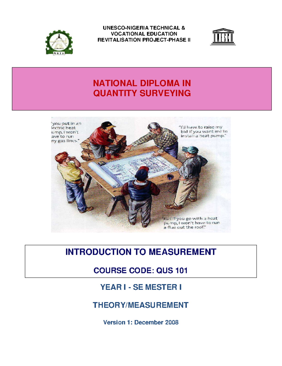 National Diploma QUS 101: Intro to Measurement & Quantity Surveying - Studocu