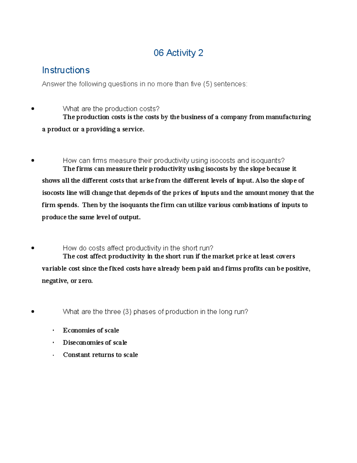 06 Activity 2: Understanding Production Costs & Productivity Measures ...